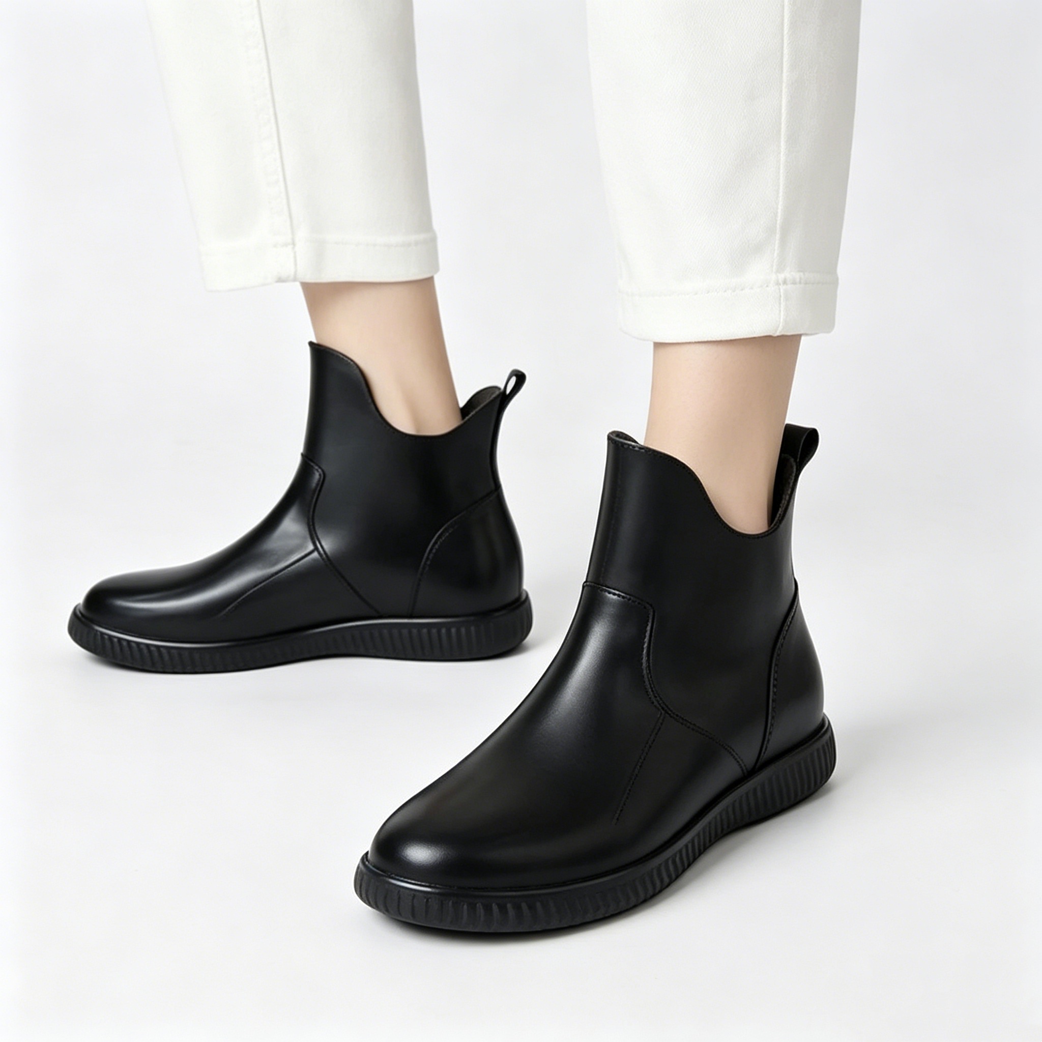 Women's Short Rain Boots Slip On Fashion Solid Color Outdoor Rubber Non ...