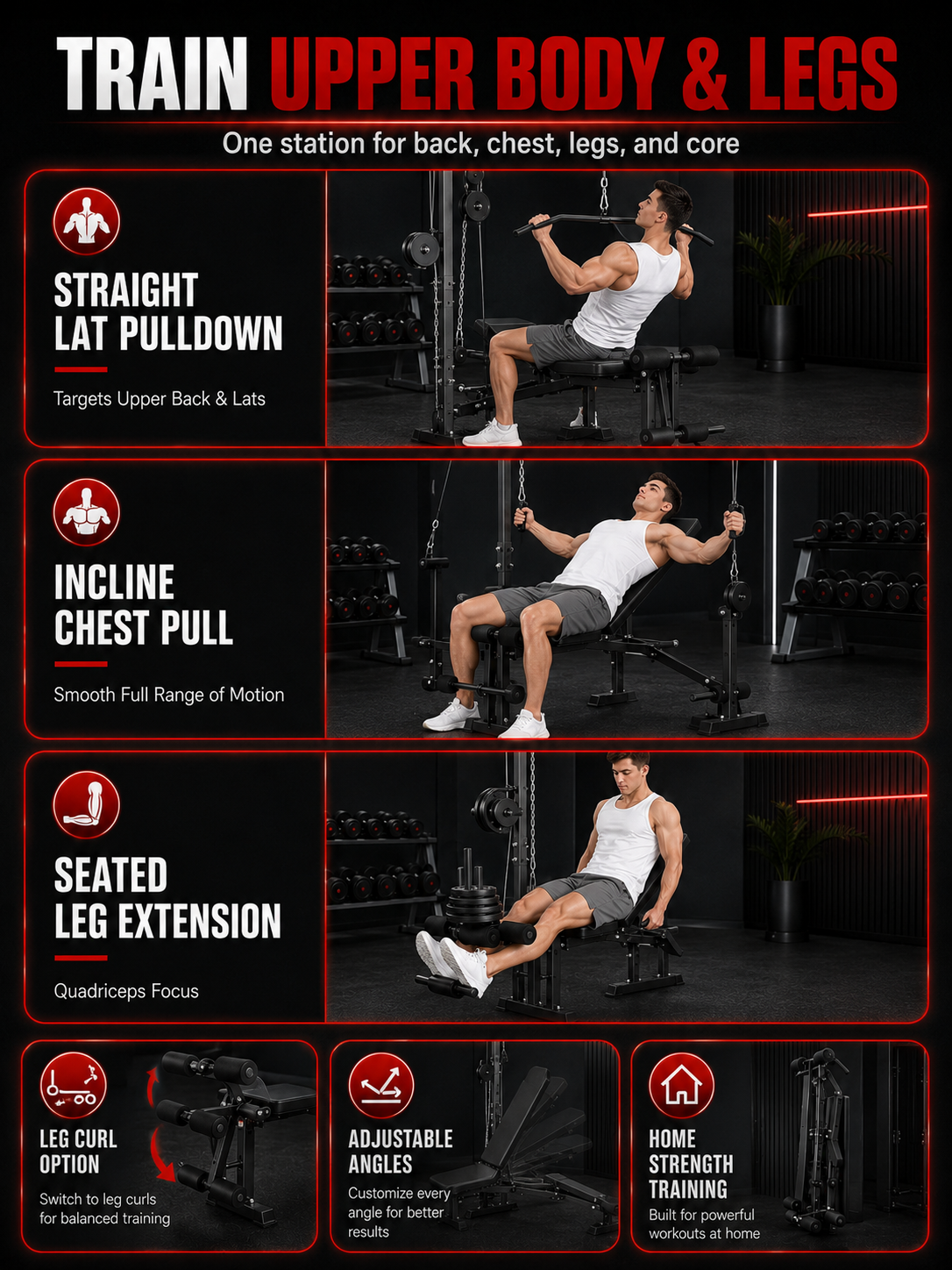 12 in 1 Foldable Adjustable Weight Bench Dumbbell Press Sit Up Board ...