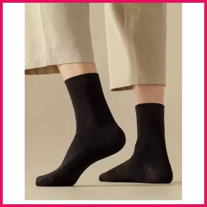 5 Pairs WPFashion New Korean style 209# MID Plain Black socks long ...
