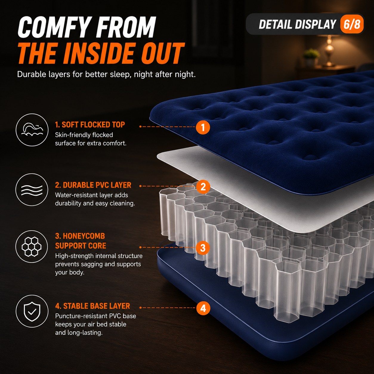 Inflatable Air Bed King/Single Size Portable Air Mattress With electric ...