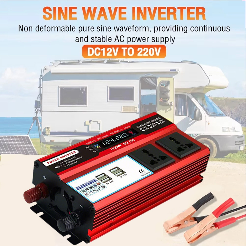 Portable Car Power Inverter 4000W Solar Pure Sine Wave Inverter 12V/24V ...