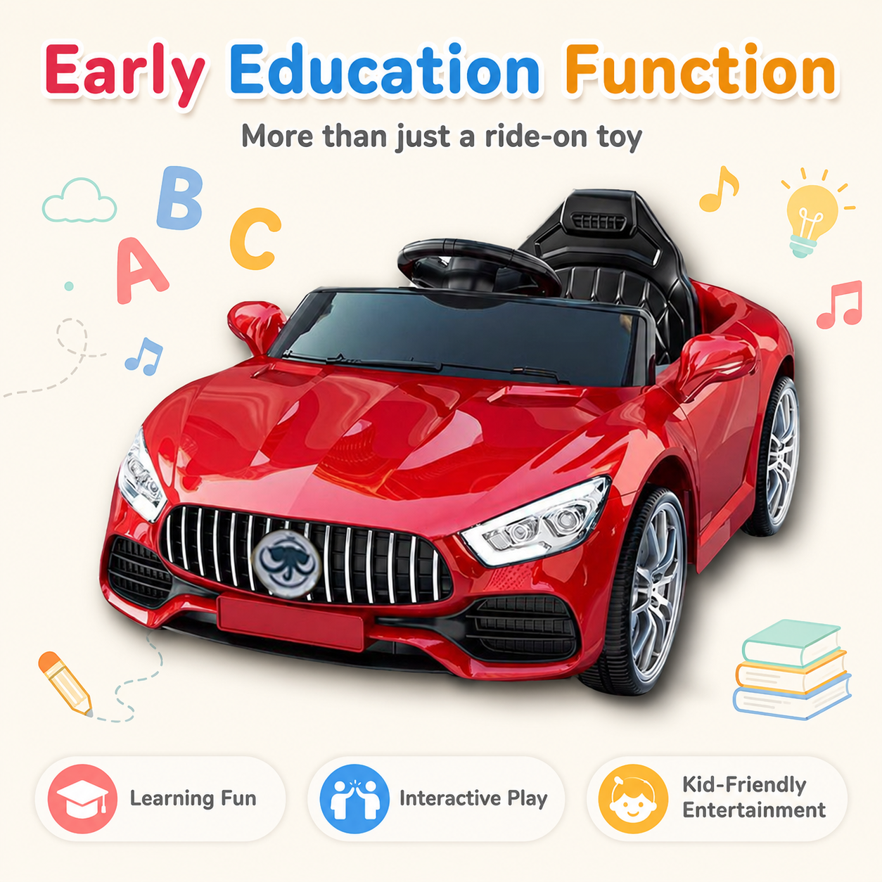 Car For Kids boy&girl Electric Ride On Remote Control Car Rechargeable ...