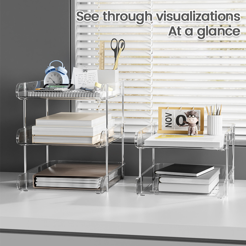 4 Layers Transparent Acrylic Multi Layer File Rack Stackable A4 ...