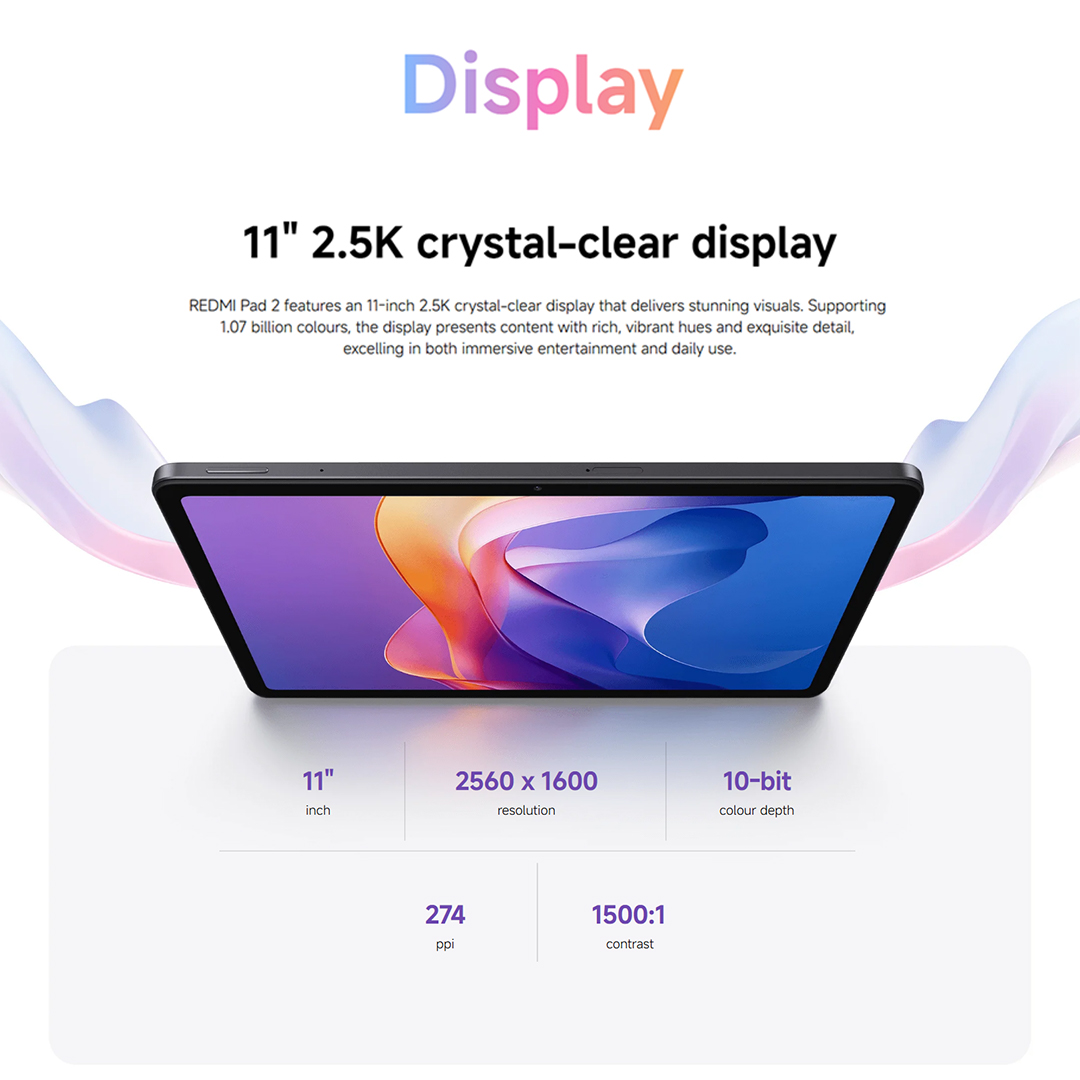 Xiaomi Redmi Pad 2 (4GB+256GB) Tablet | Helio G100-Ultra | 11" 2.5K ...