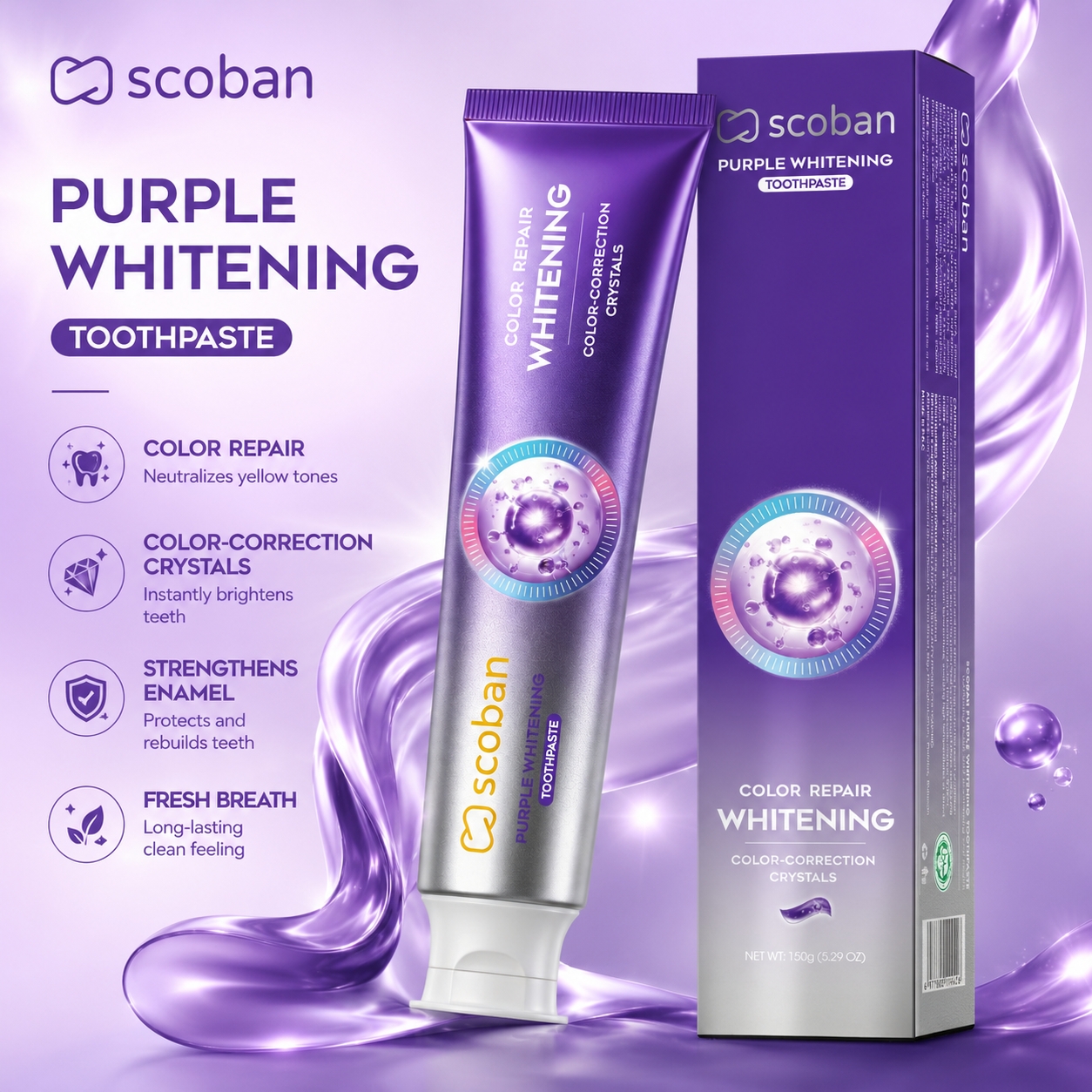 Scoban Purple Whitening Toothpaste Instant Stain Removal & Color ...