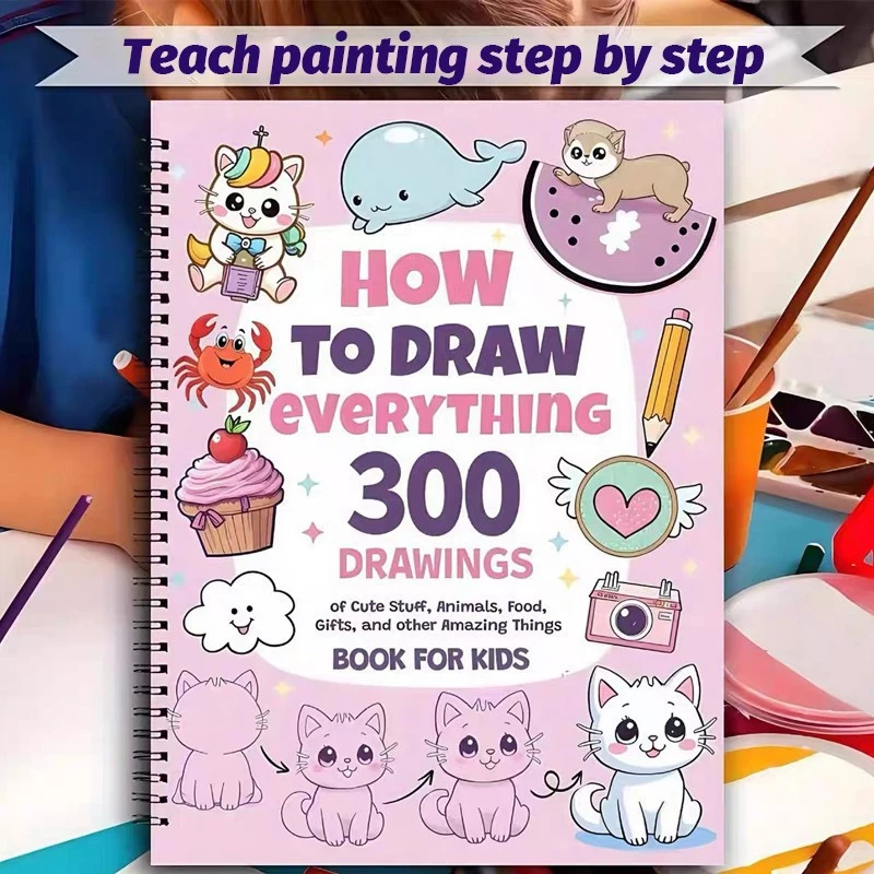 A4 Geetoy 110 Pages 300 Pattern Painting Book Cute Cartoon Coloring ...