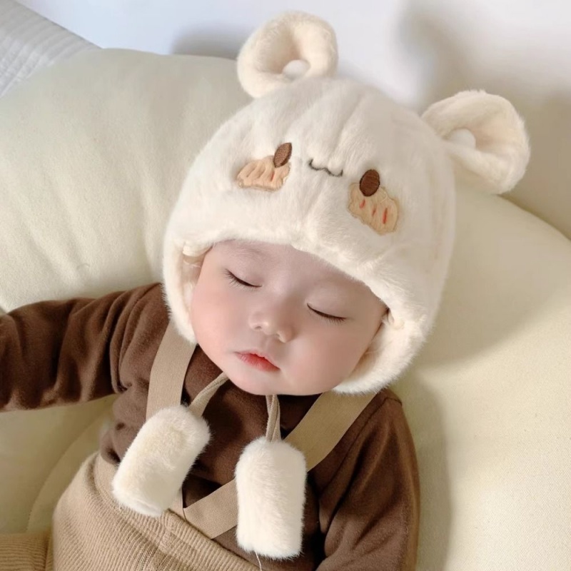 Warm Baby Bear Hats Soft Winter Newborn Bonnet Hats Cute Ear Protection ...