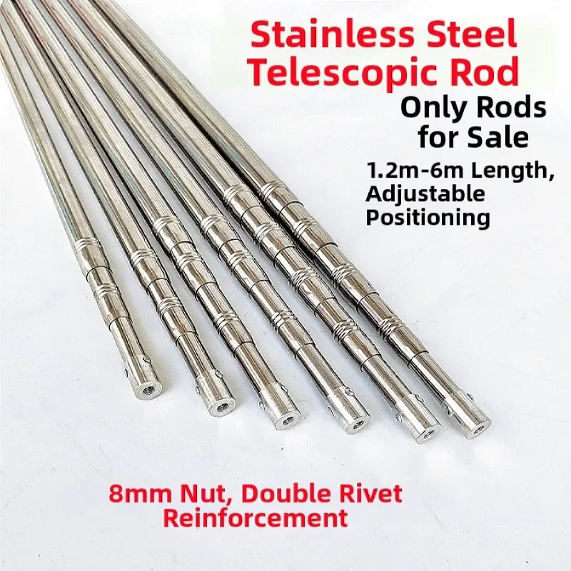 Stainless Steel Extendable Fishing Net Pole with Hook Positionable ...