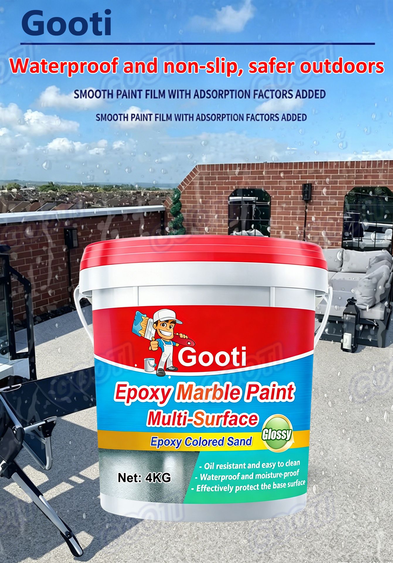 High Gloss GOOTI Epoxy Colored Sand Self Leveling Cement Floor ...