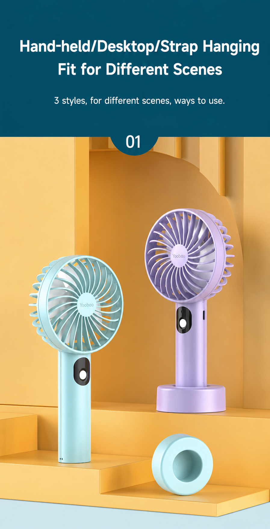 Yoobao F3S Hand Held Rechargeable Mini Portable Fan with Flexible 3 ...