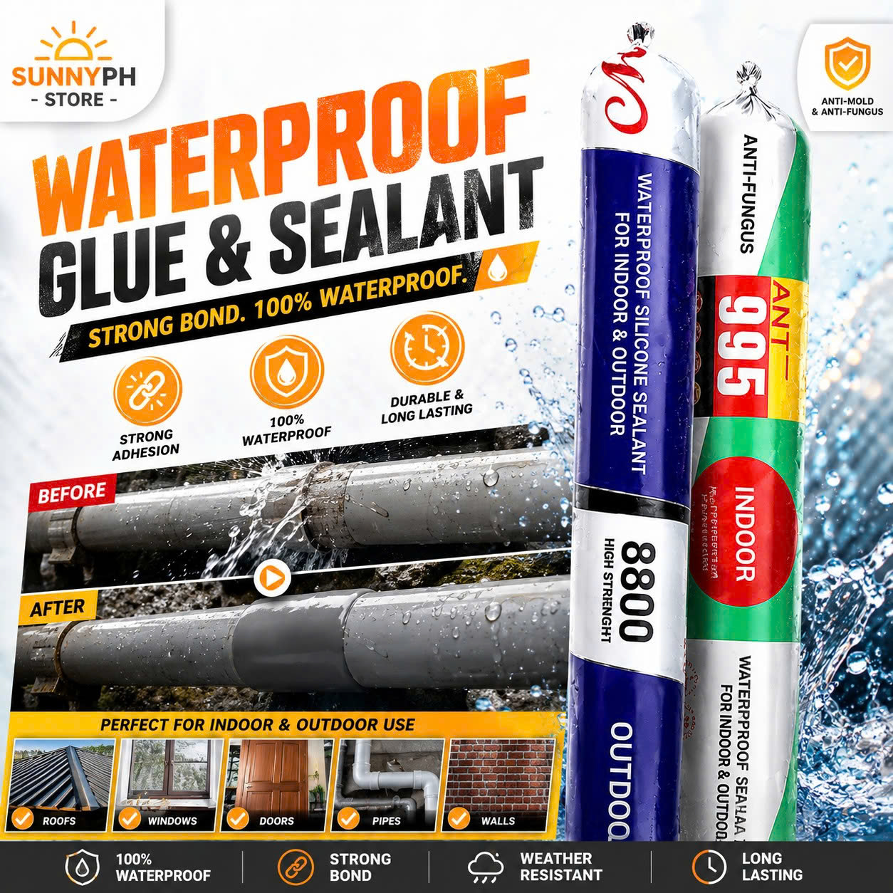 Super-adhesive, waterproof silicone sealant has high bonding strength ...
