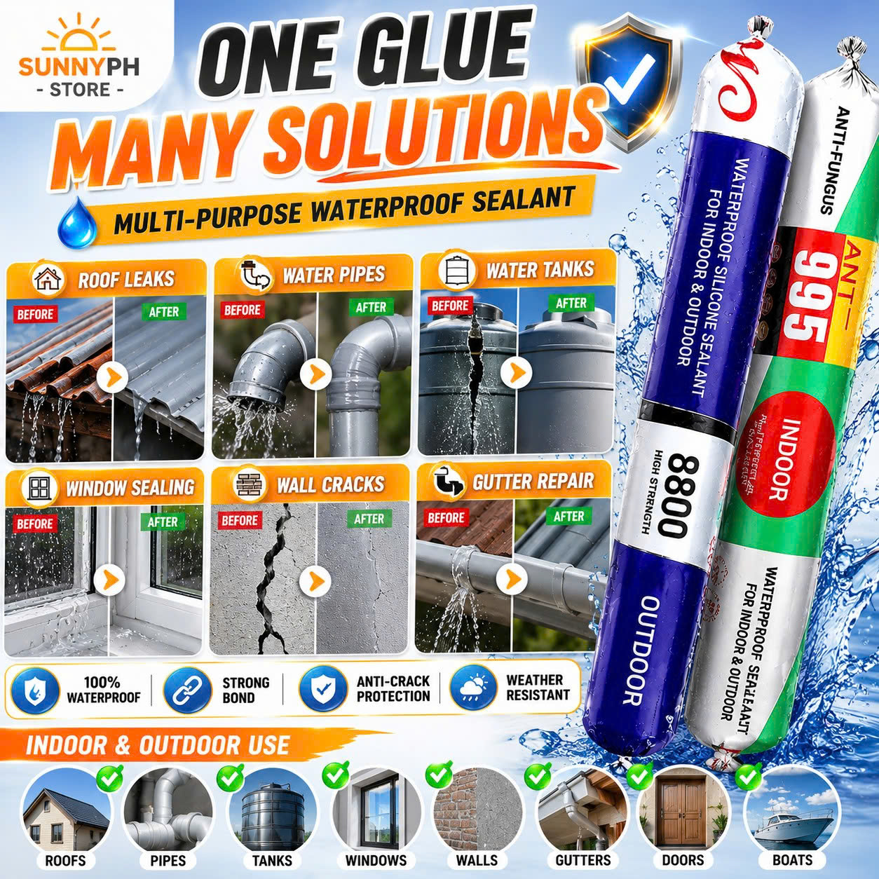 Super-adhesive, waterproof silicone sealant has high bonding strength ...