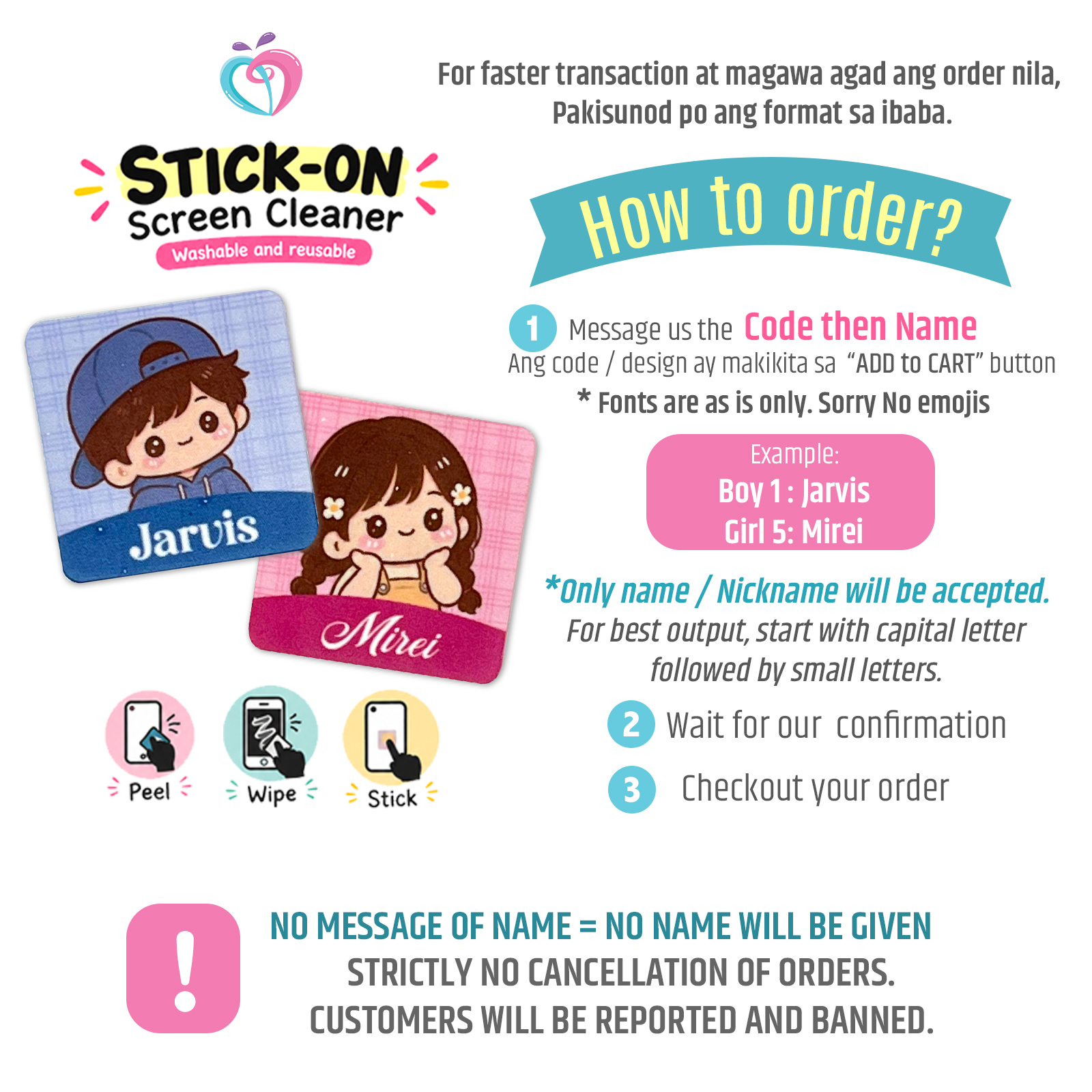 Personalized Screen Cleaner Sticker | Custom Microfiber Phone Cleaner ...