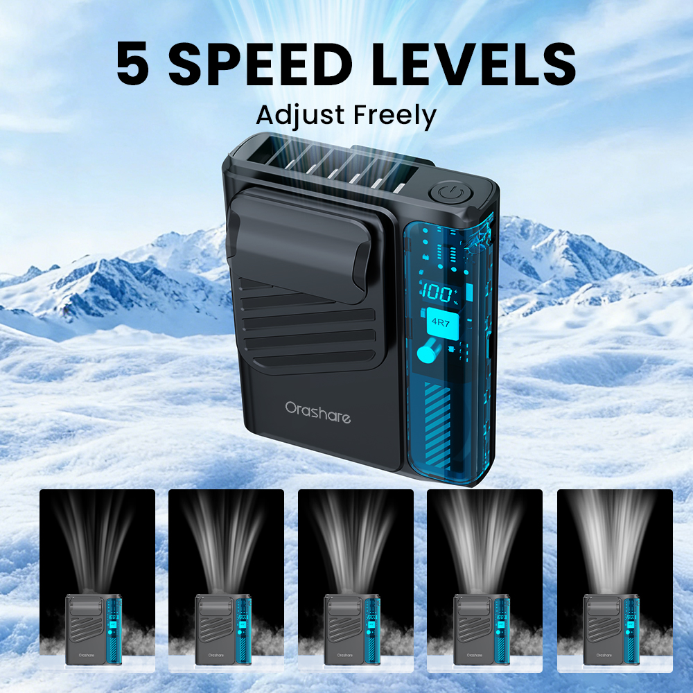 Orashare WF04 Waist Fan 5 Speed Strong Wind 4000mAh Slim Hands Free ...