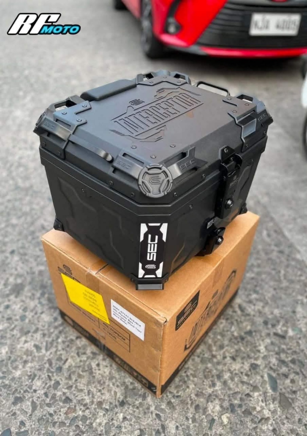 SEC INTERCEPTOR 45L HARD PLASTIC DUAL LOCK TOP BOX WITH METAL BASE ...