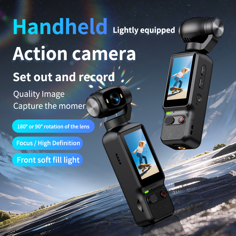 4K Action Camera 180° Rotatable Lens Fill Light Handheld Sports ...