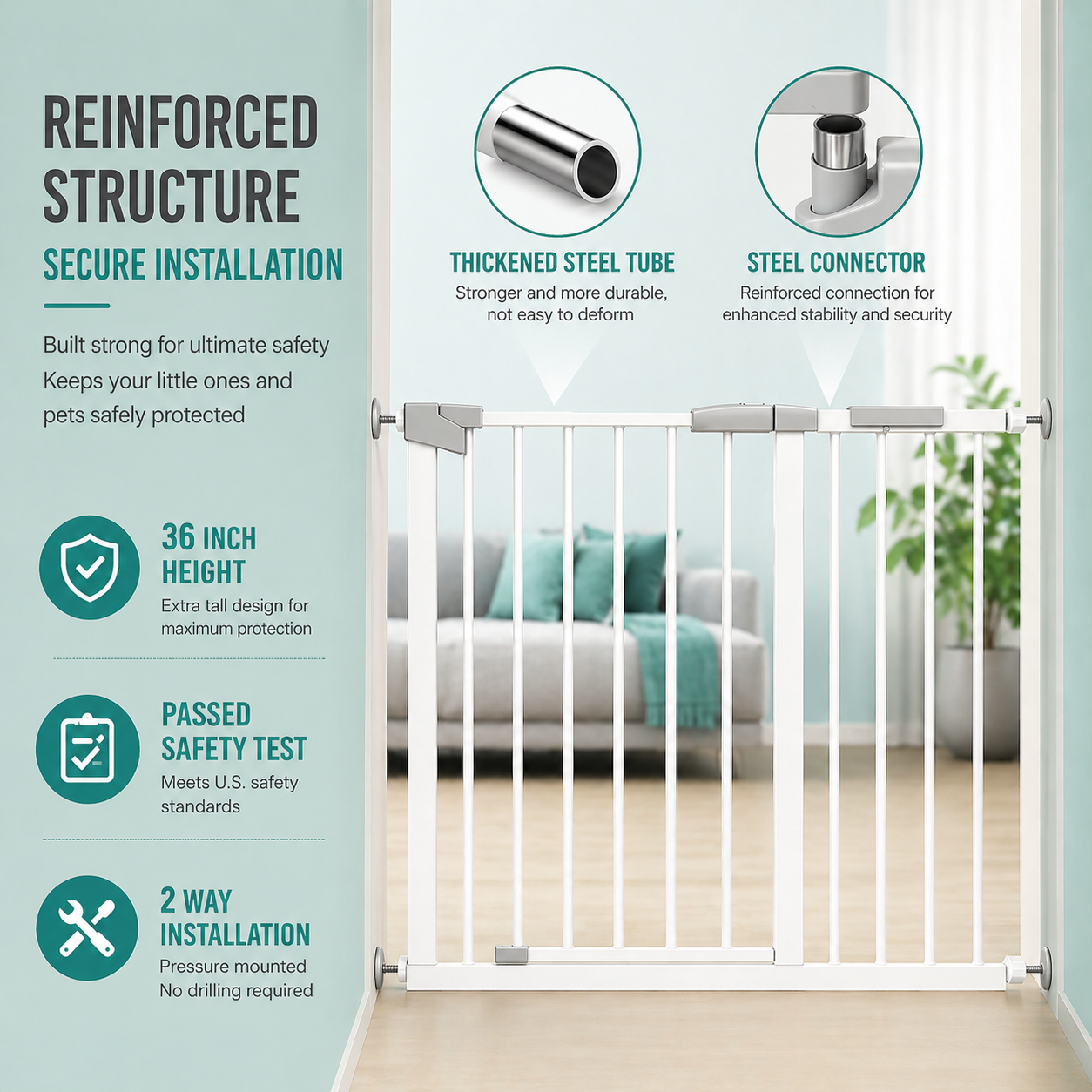 Gate for Baby Safety No Drill Auto Lock Extendable Safety Gate for Baby ...