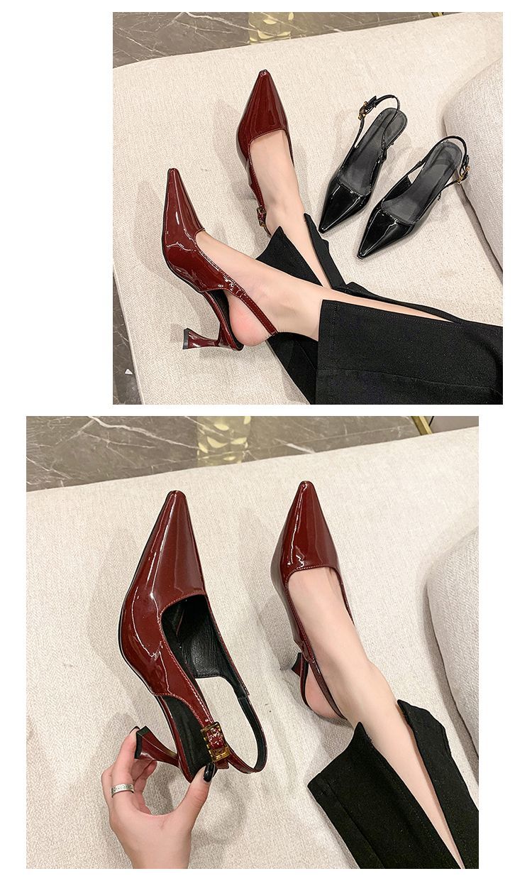 LULAKO 9cm Stiletto High Heels for Women Sexy Red Pointed Toe Slingback ...