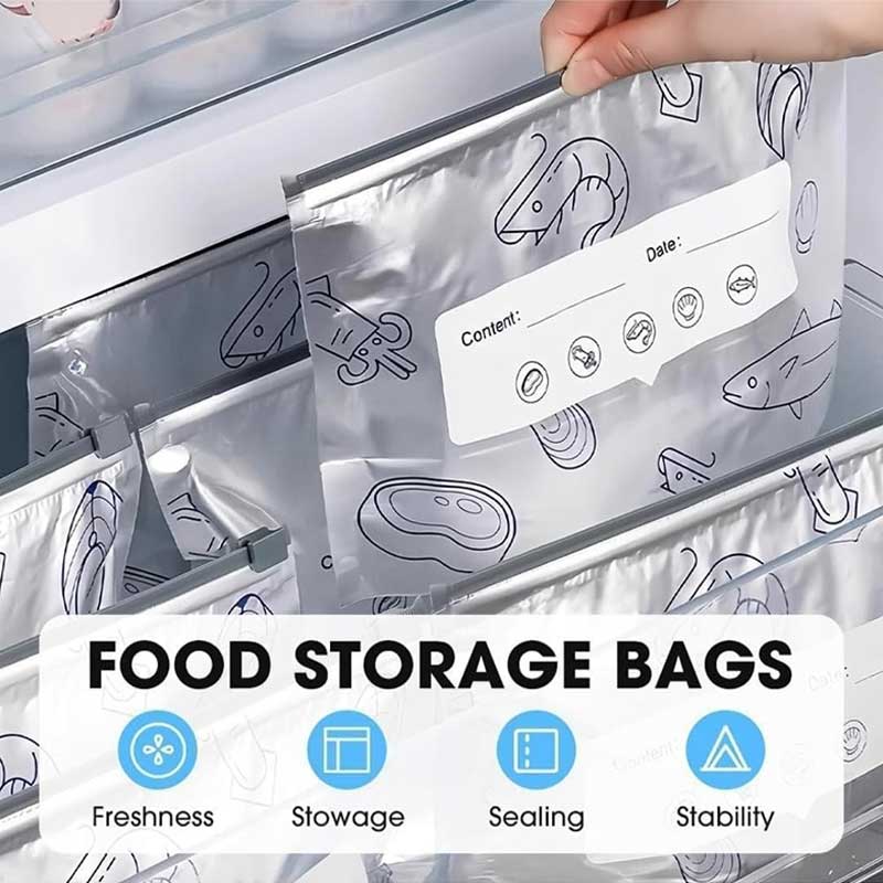 Zipper Aluminum Foil Food Storage Bag Stand Up Resealable Freezer ...