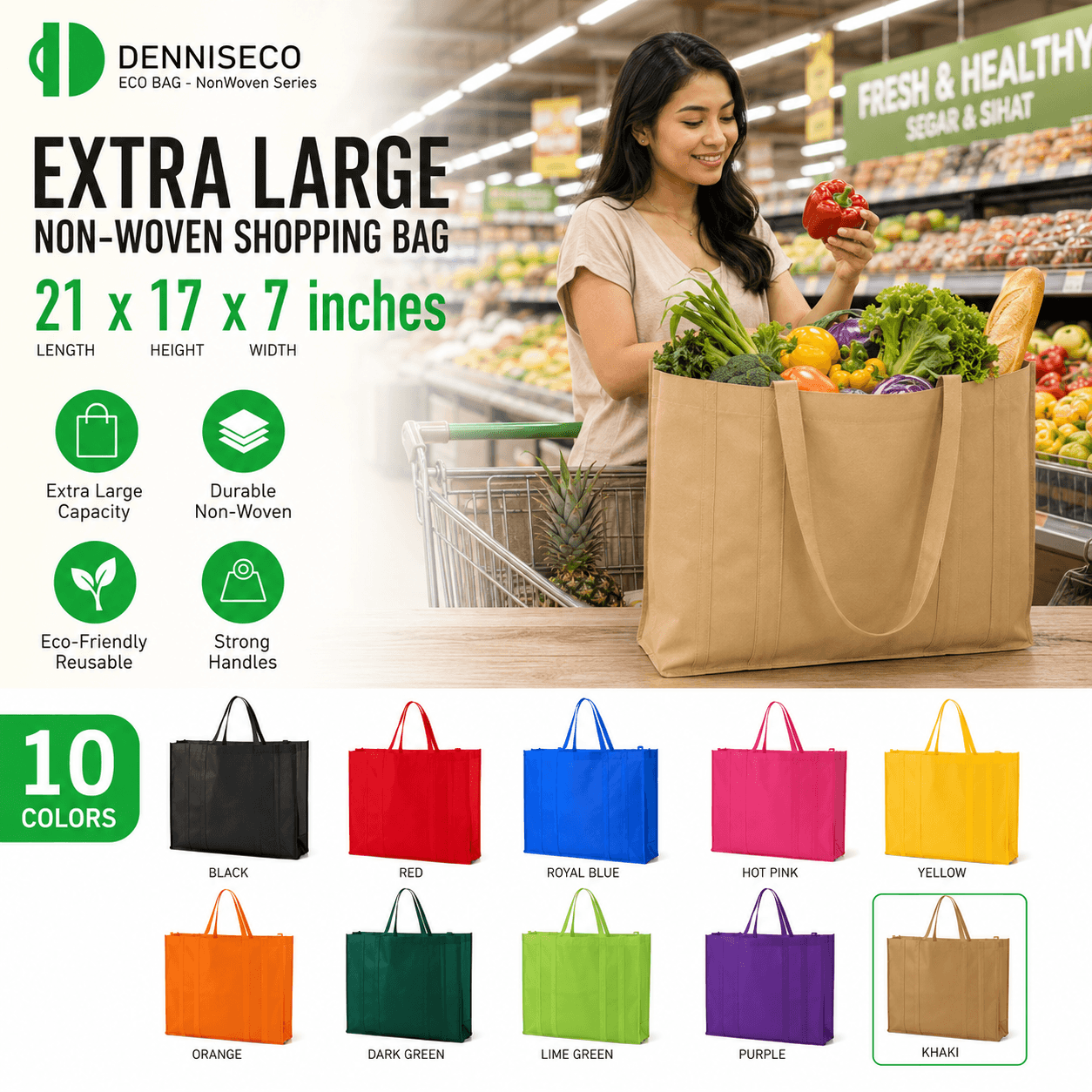 Eco Bag Long Handle XXL big size Plain Non-woven Shopping Storage ...