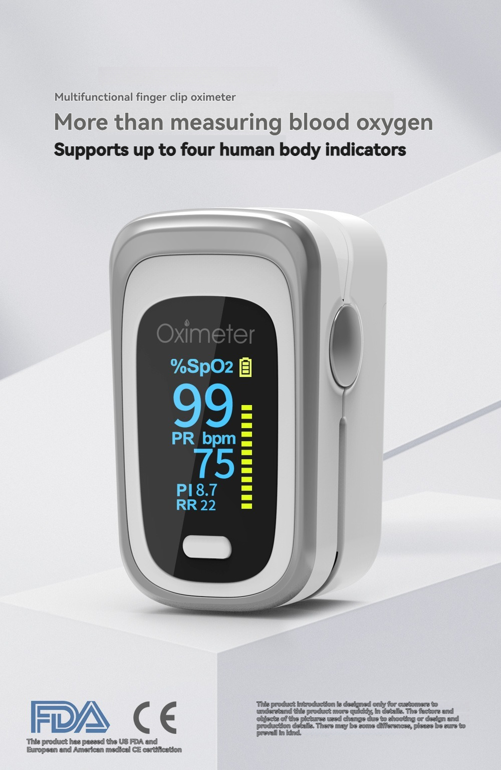 Fingertip pulse oximeter rechargeable Portable Smart RR pulse oximeter ...