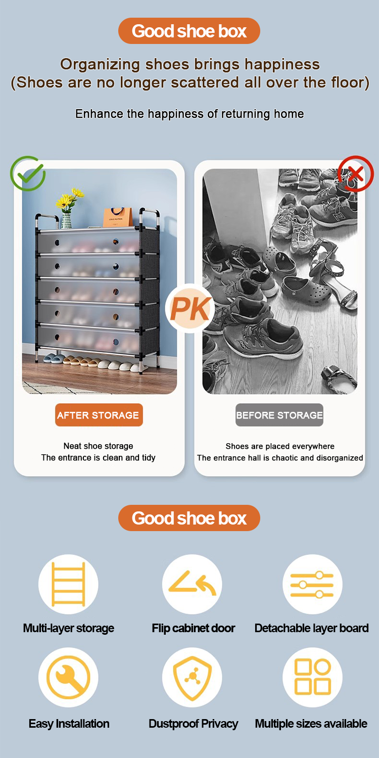 Komfy3-7 Layers Shoe Rack Organizer With Cover Dustproof Waterproof ...