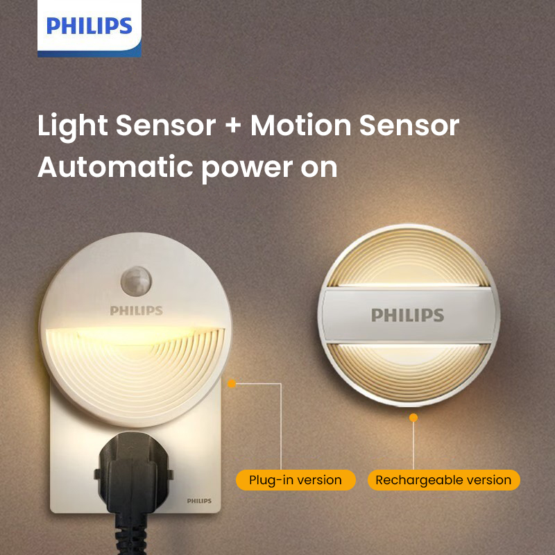 Philips LED Wall-mounted Night Light with Light Sensor & Motion Sensor ...