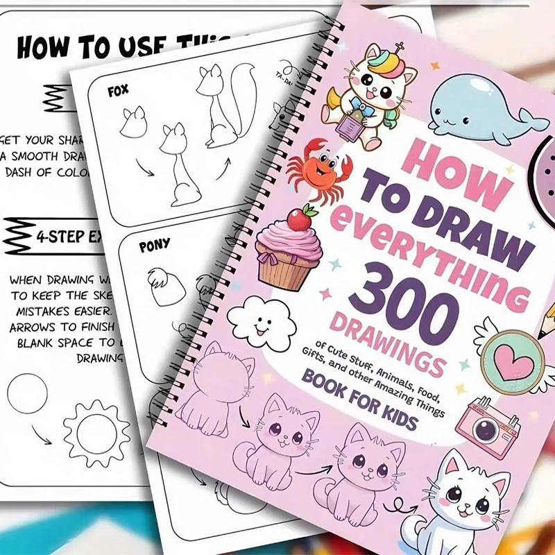 A4 Geetoy 110 Pages 300 Pattern Painting Book Cute Cartoon Coloring ...
