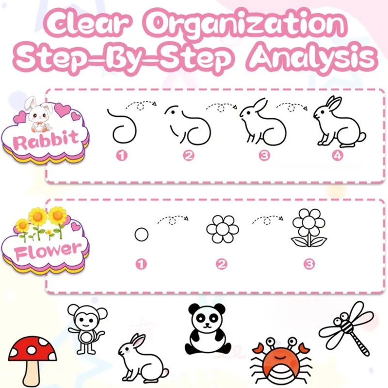 A4 Geetoy 110 Pages 300 Pattern Painting Book Cute Cartoon Coloring ...