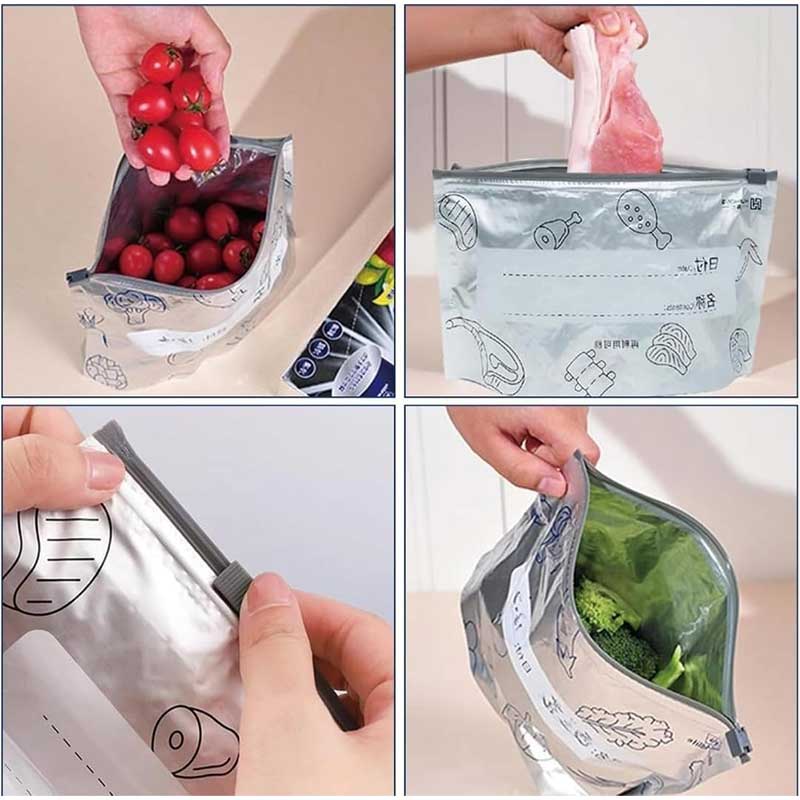 Zipper Aluminum Foil Food Storage Bag Stand Up Resealable Freezer ...