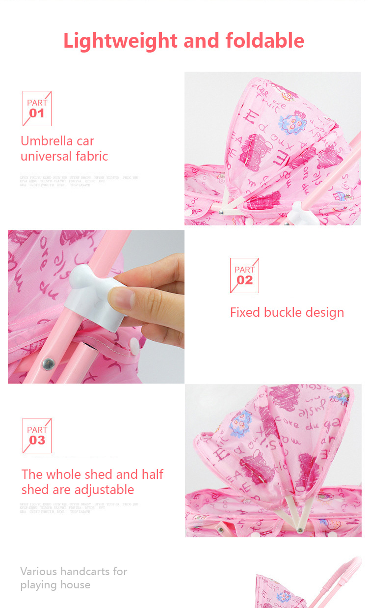 Baby Doll Stroller Toy Set for Girls Foldable Mini Push Cart Pretend ...