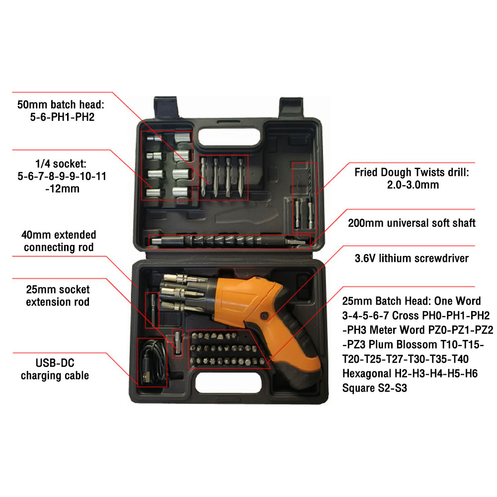KSBS04 Cordless Electric Screwdriver in 2 different shapes with 6 quick ...