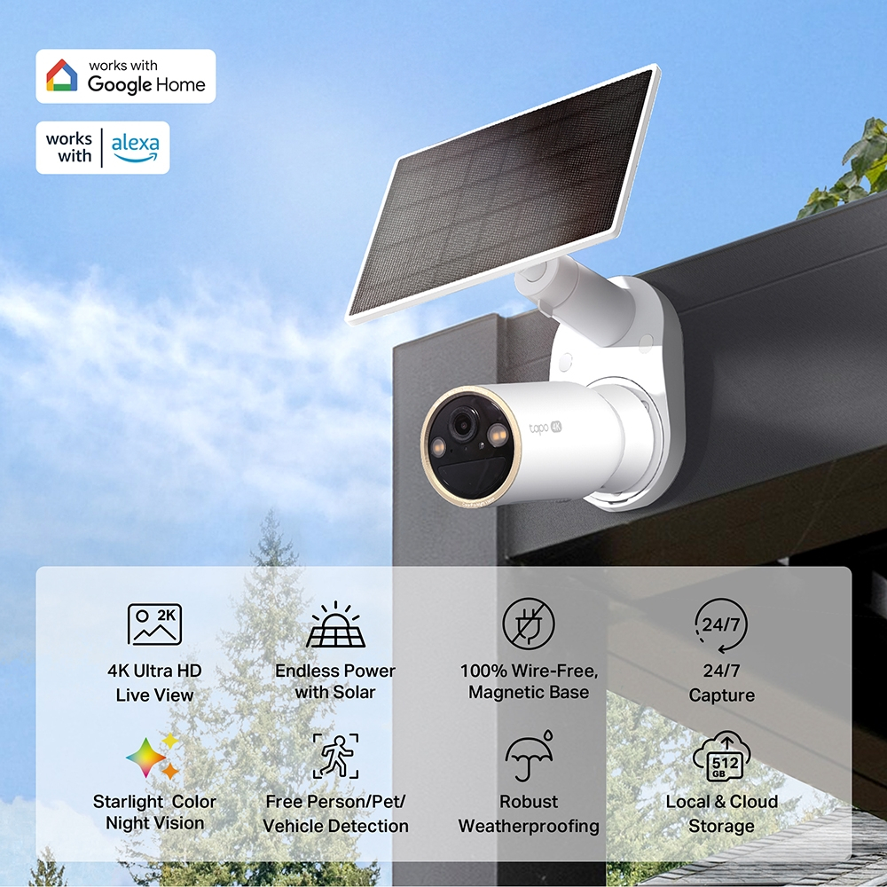 Tp-Link Tapo C460 KIT 4K 8MP Wireless Solar Security Camera | AI Human ...