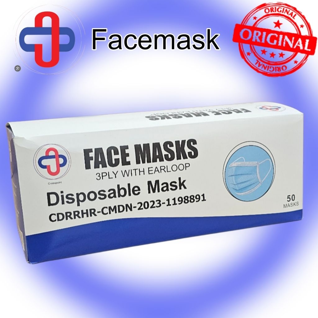 Crosspoint Blue Facemask 50s/ Box 3ply with Earloop | Shopee Philippines
