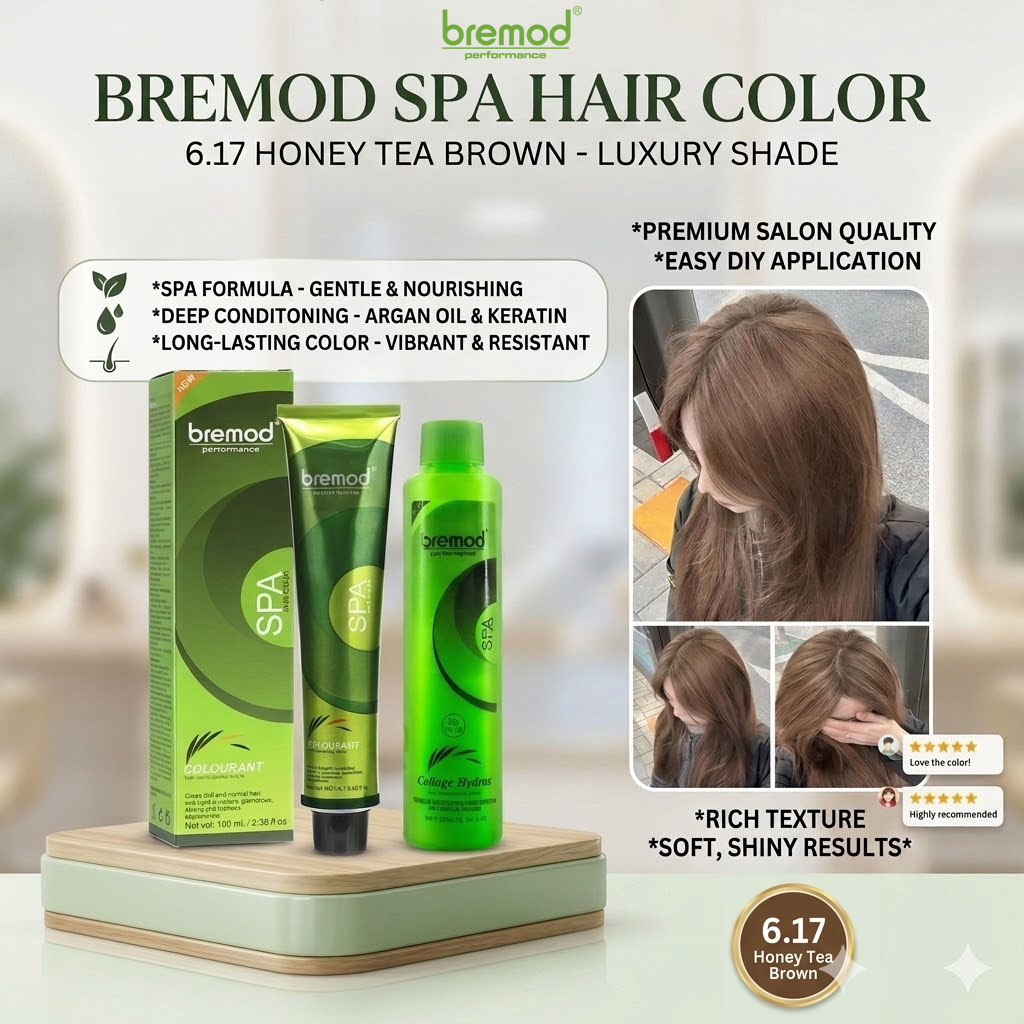 Bremod Hair Color 6.17 Honey Tea Brown & Oxidizer 6% 9% 12% fashion ...