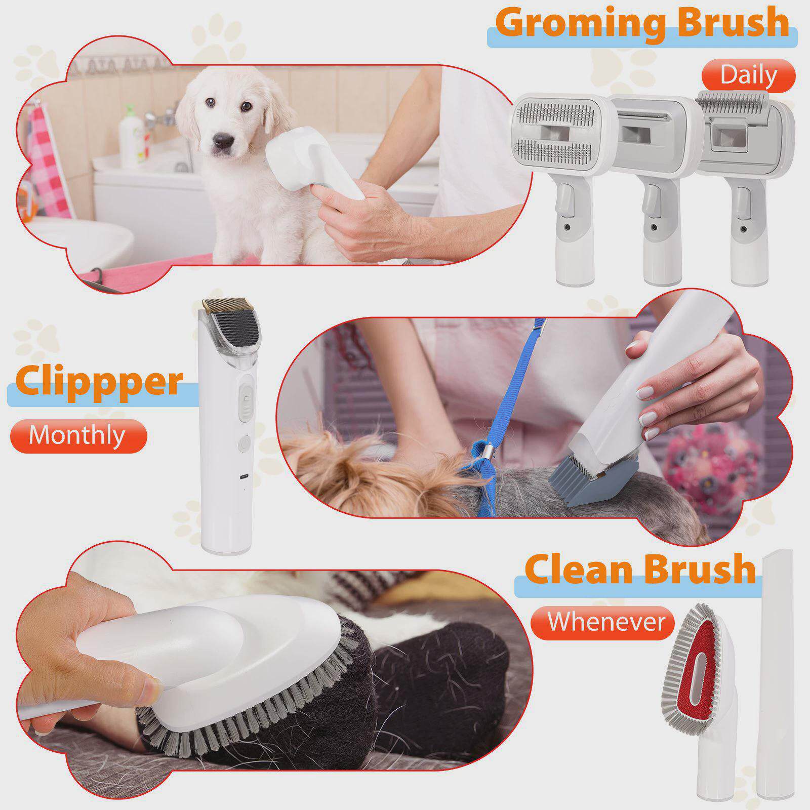Tixx Pet Grooming Vacuum Cleaner Dog Cat Care Kit Hair Trimming ...
