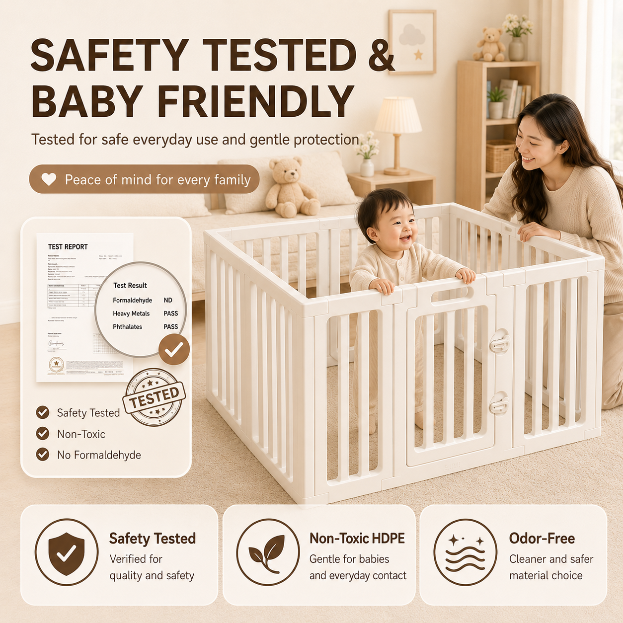 【Play Park】Playpen for Baby 4th Gen Kids Safety Fence Non-Toxic Plastic ...