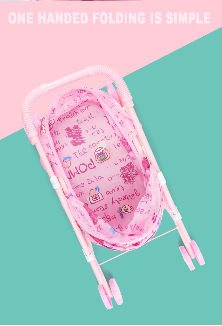 Baby Doll Stroller Toy Set for Girls Foldable Mini Push Cart Pretend ...