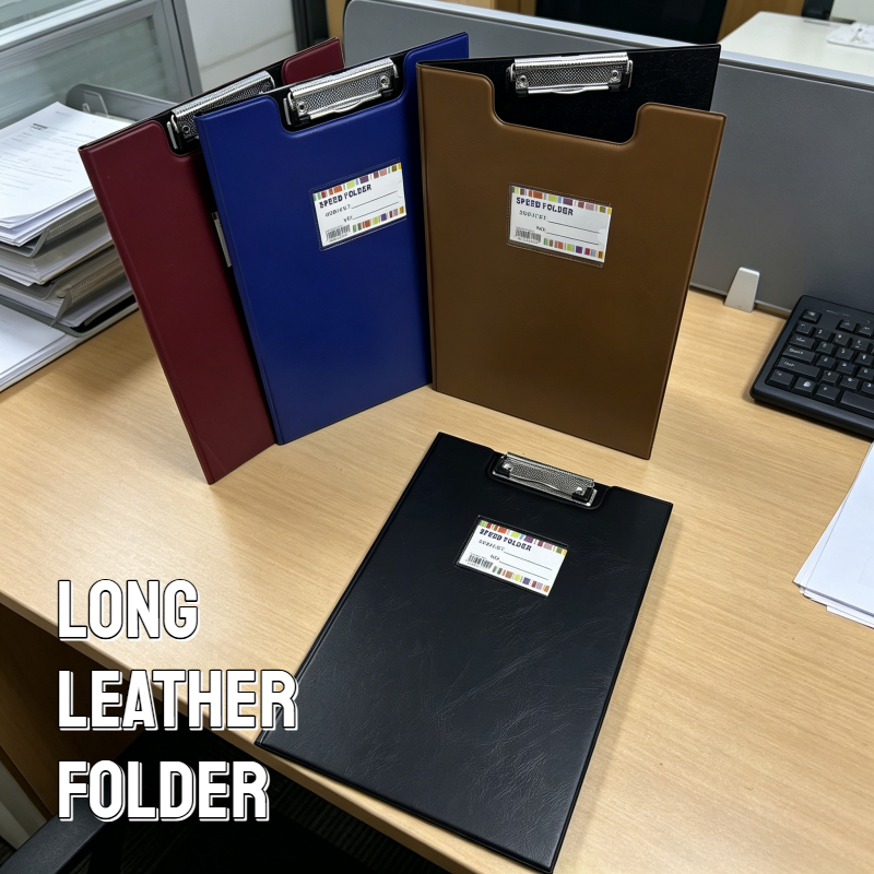 Leather Portfolio Folder Clipboard Long with Cover Paper Organizer ...
