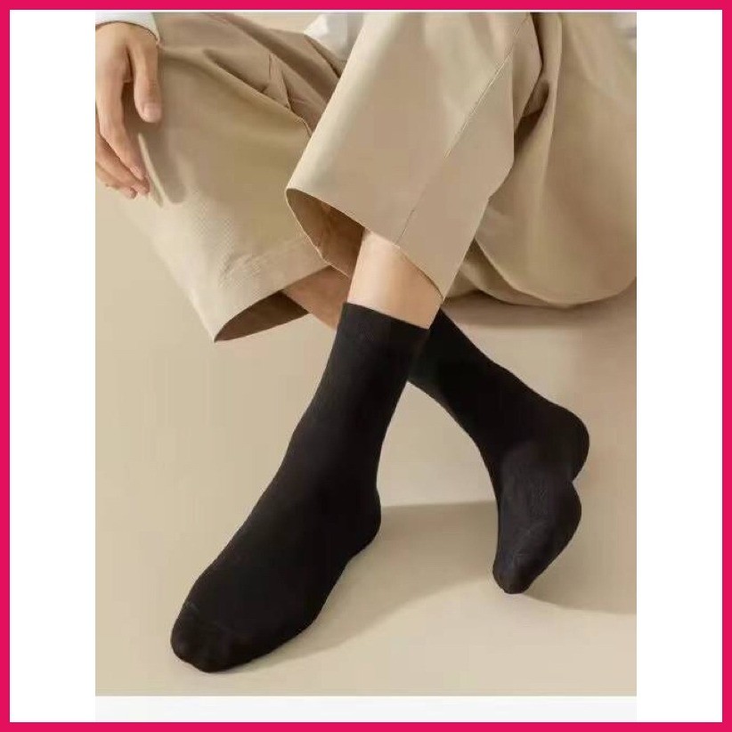 5 Pairs WPFashion New Korean style 209# MID Plain Black socks long ...