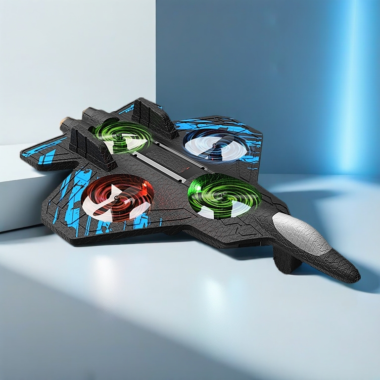 RC Plane for Kids 2.4G Remote Control Foam Drone 4 Motor LED Light Easy ...