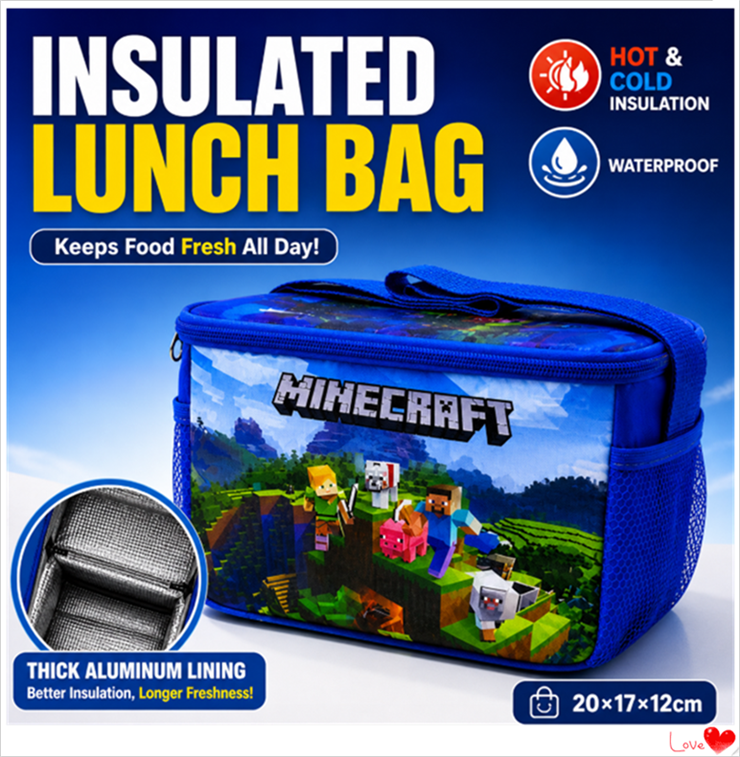862# Minecraft Roblox Kuromi Sanrio Insulated Hot&Cold Lunch Bag Fresh ...