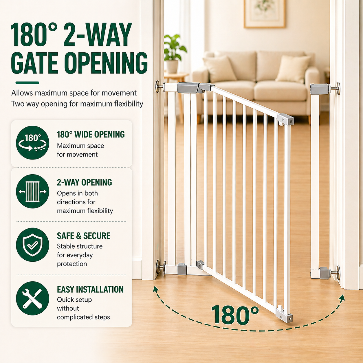 Gate for Baby Safety No Drill Auto Lock Extendable Safety Gate for Baby ...