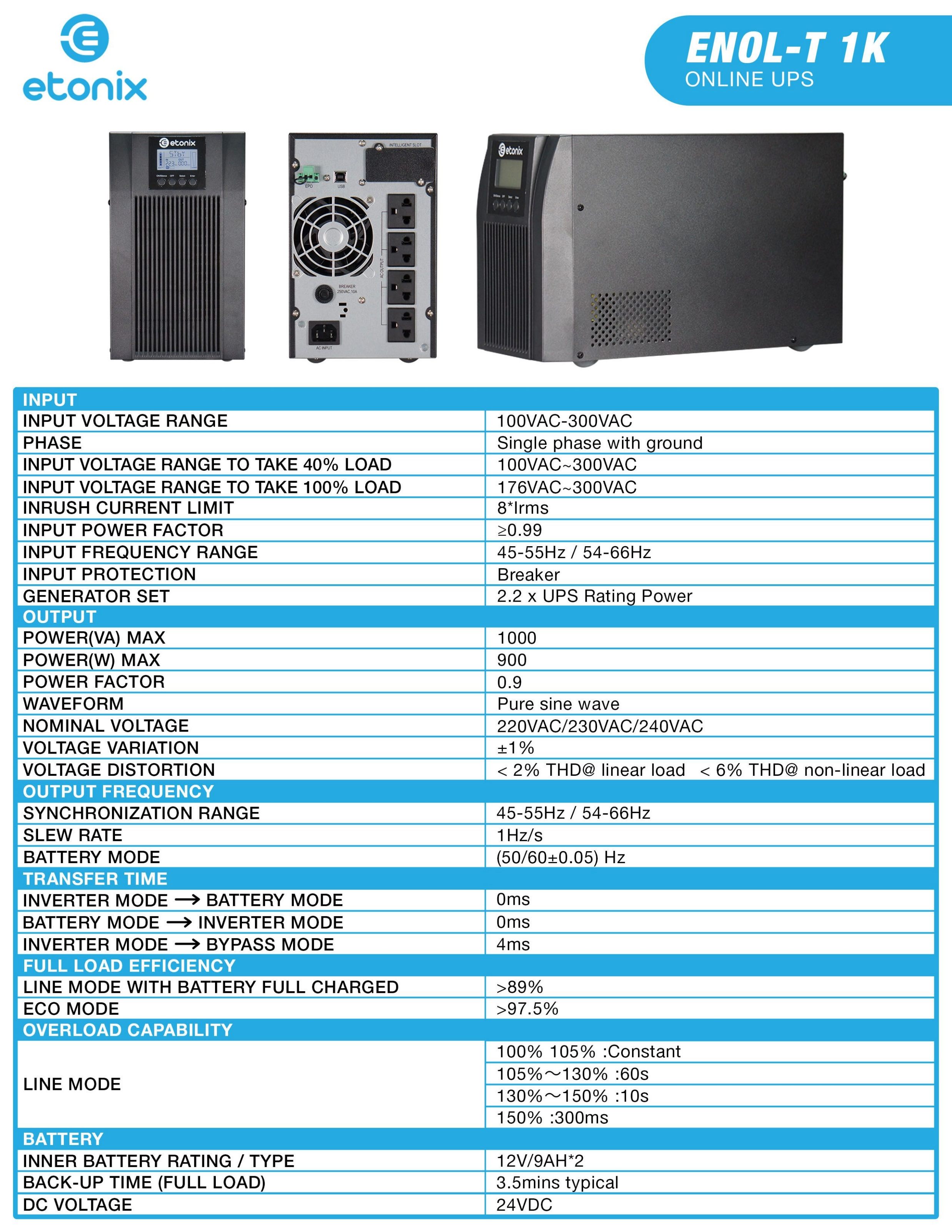 Etonix Online UPS 1000VA with AVR Uninterruptible Power Supply For ...