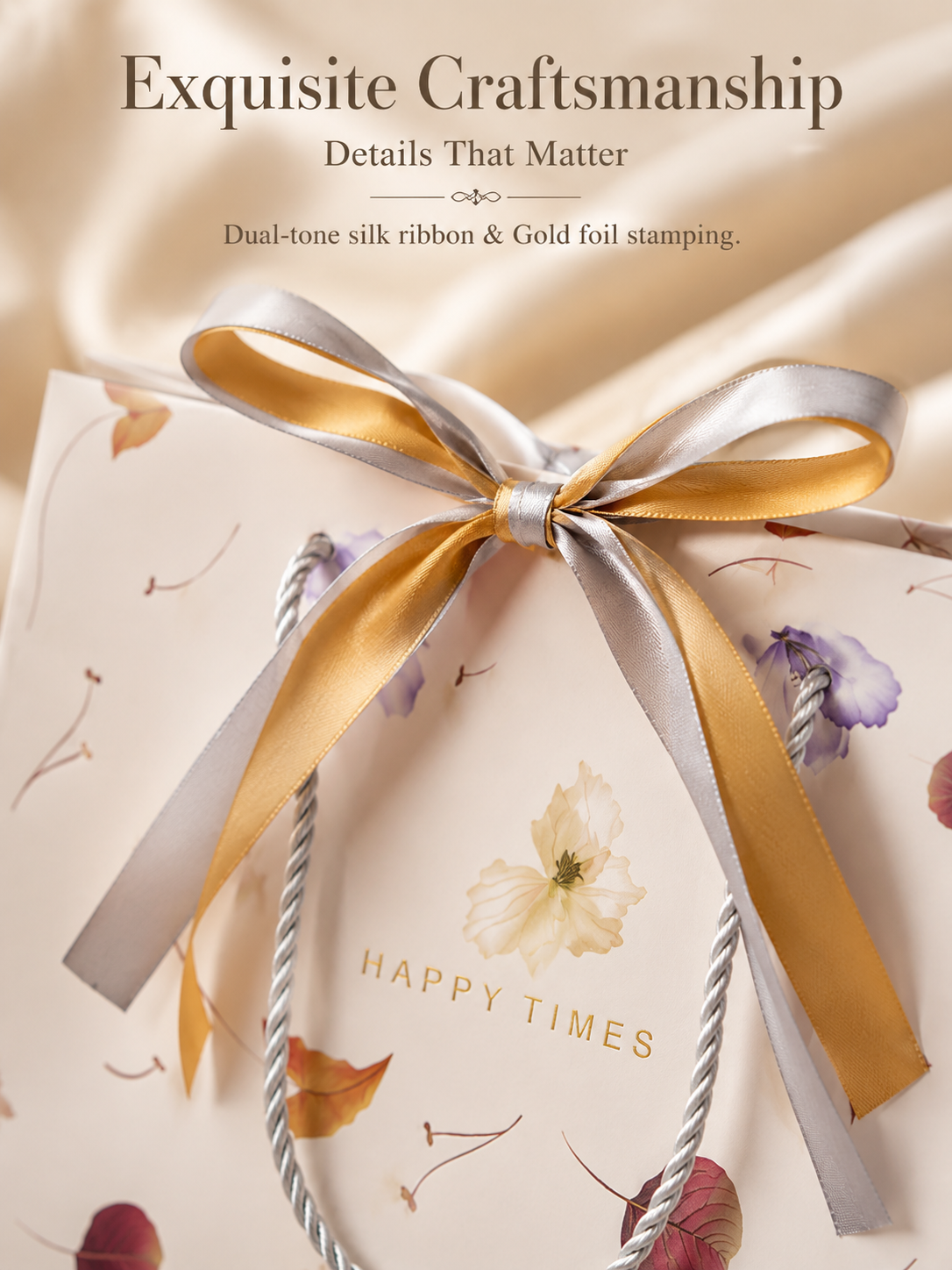 5pcs Premium Purple Floral Gift Paper Bag With 2 Free Gold Silver ...