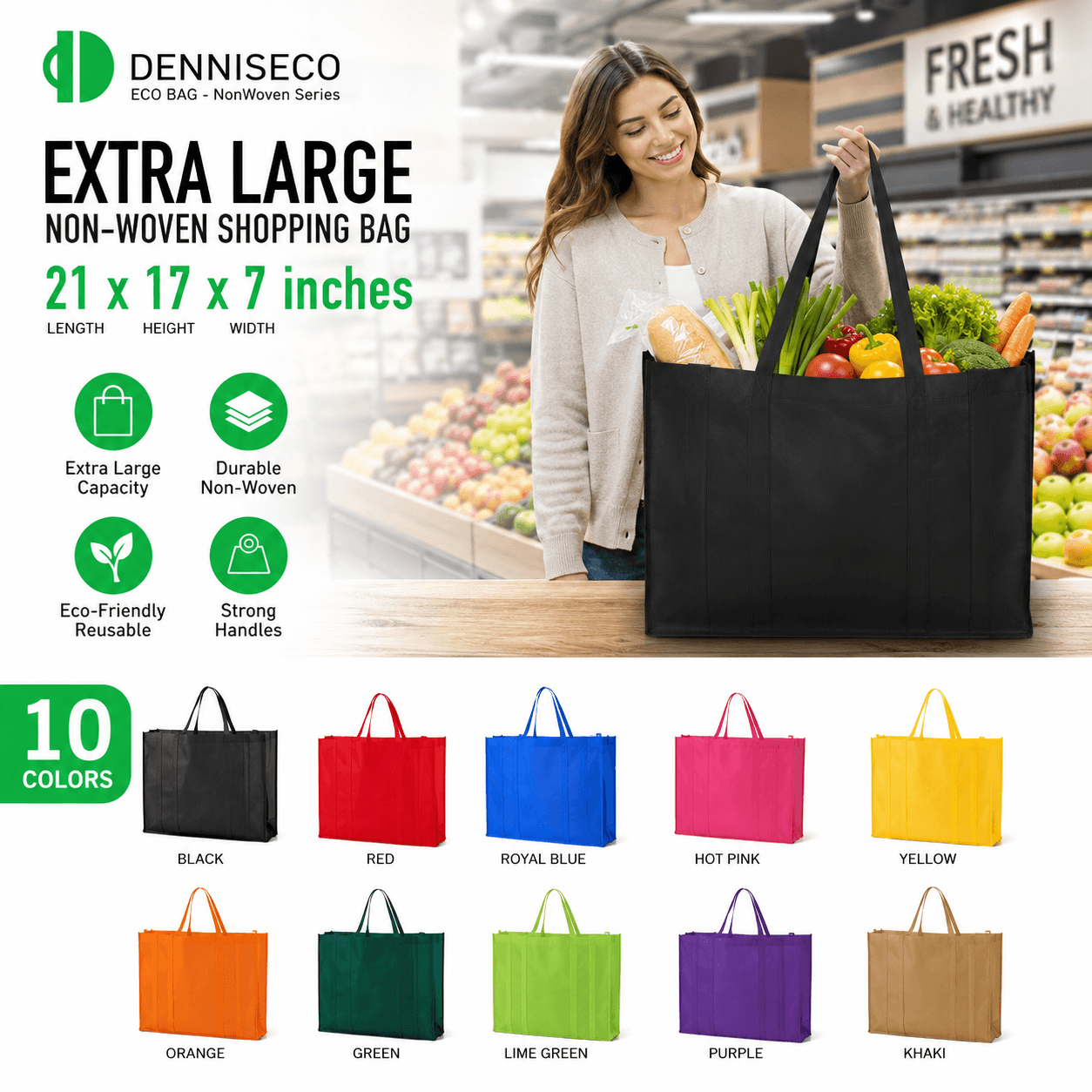 Eco Bag Long Handle XXL big size Plain Non-woven Shopping Storage ...