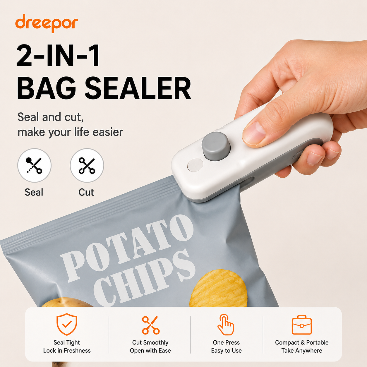 Dreepor Mini Heat Bag Sealer Portable Snack Sealer Food Bag Resealer ...