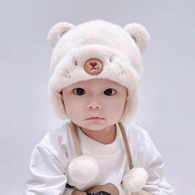 Warm Baby Bear Hats Soft Winter Newborn Bonnet Hats Cute Ear Protection ...