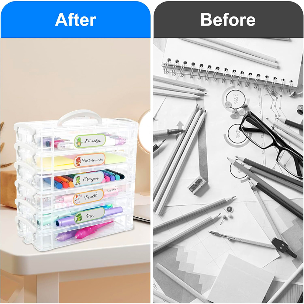 Stackable Clear Plastic Pencil Box Portable Marker Storage Case ...