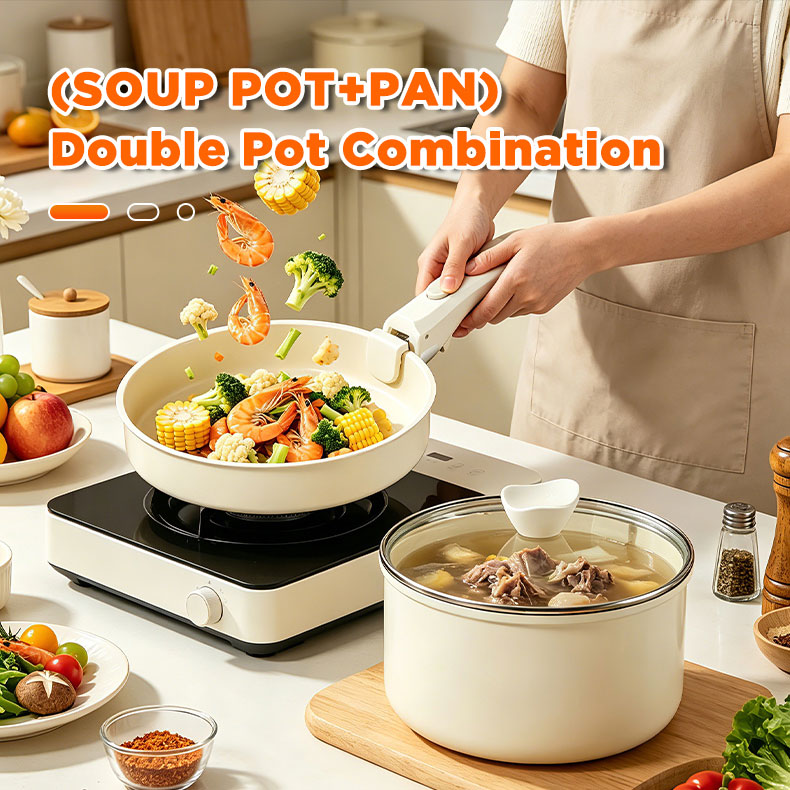 Dreepor Detachable Handle Cookware Set Non Stick Frying Pan Sauce Pot ...